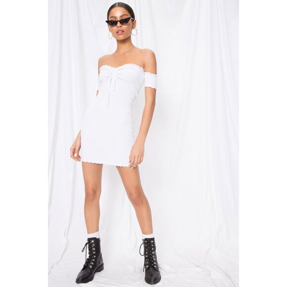 superdown | Dresses | Superdown Ruby Off Shoulder White Mini Dress ...